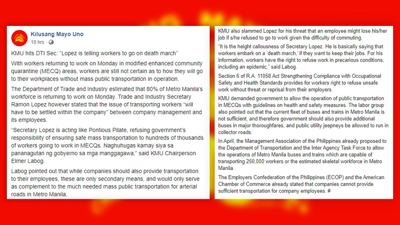 [COURTESY] FACEBOOK.COM - KILUSANG MAYO UNO - RMN Networks