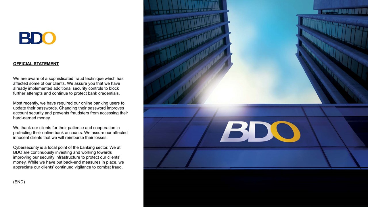 BSP, nakikipag-ugnayan na sa BDO at Union Bank sa insidente ng online ...