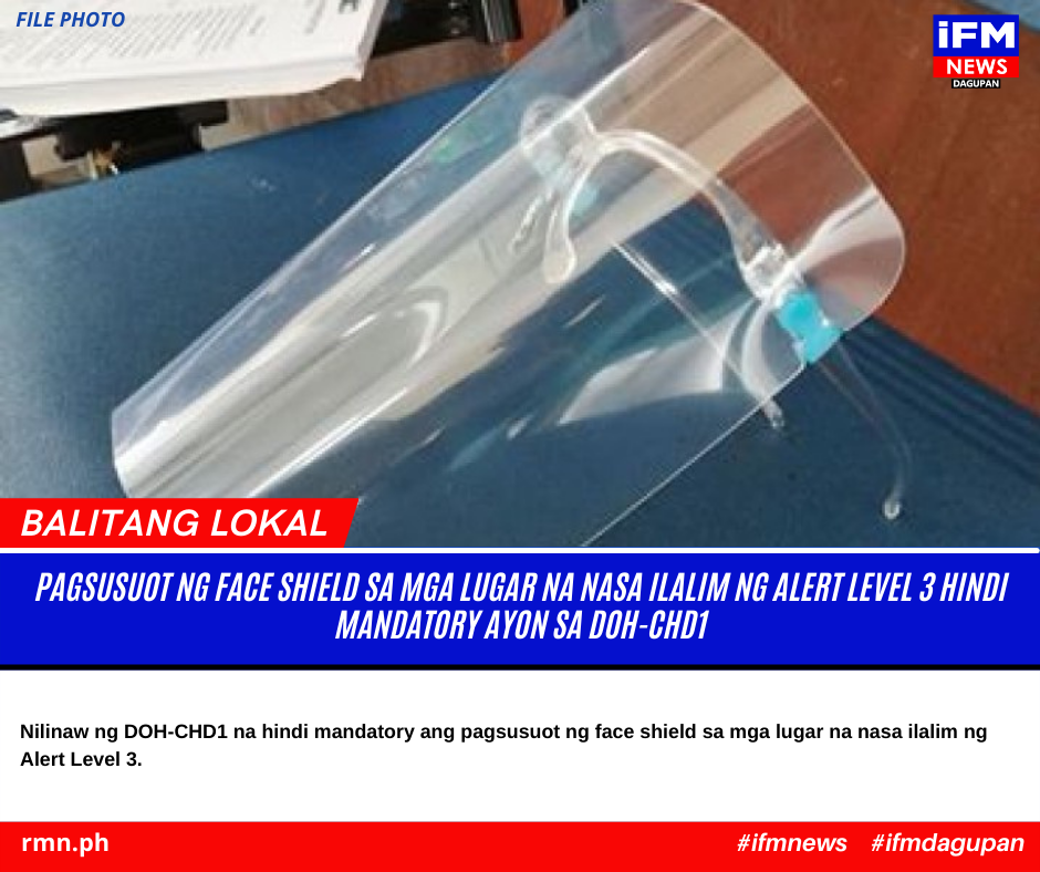 PAGSUSUOT NG FACE SHIELD SA MGA LUGAR NA NASA ILALIM NG ALERT LEVEL 3 ...