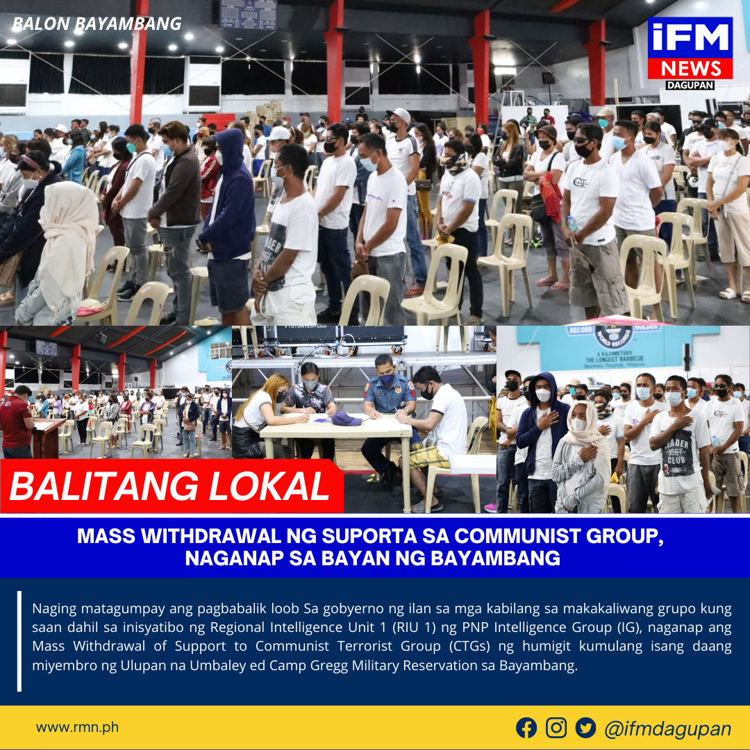 MASS WITHDRAWAL NG SUPORTA SA COMMUNIST GROUP, NAGANAP SA BAYAMBANG ...