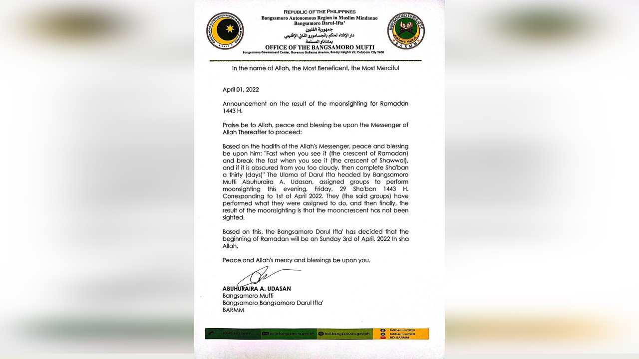 Banal na buwan ng Ramadan, magsisimula na sa Abril 3 - RMN Networks