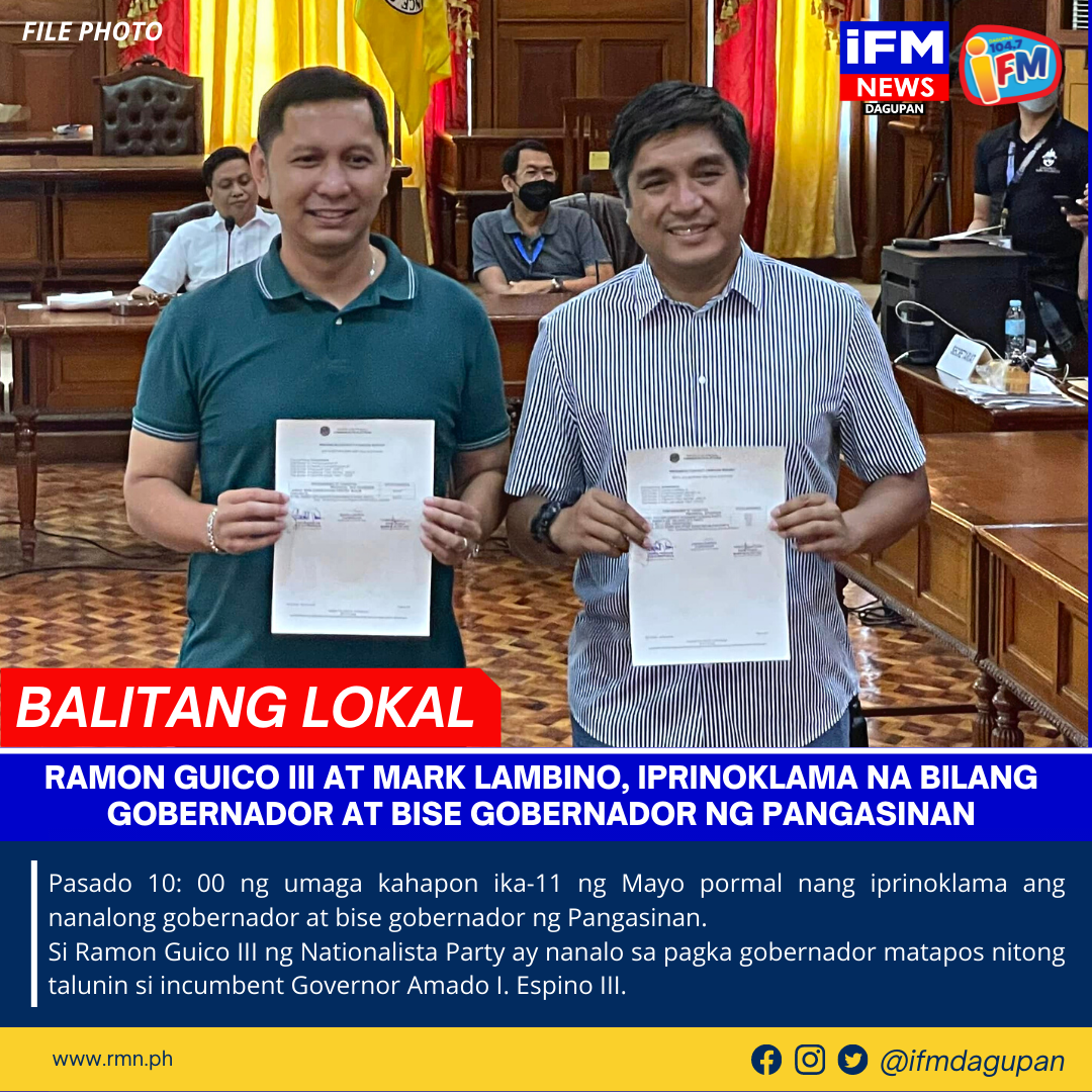 RAMON GUICO III AT MARK LAMBINO, IPRINOKLAMA NA BILANG GOBERNADOR AT ...
