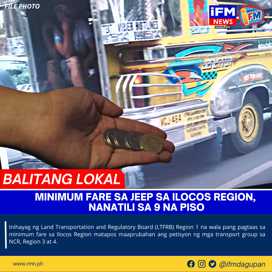MINIMUM FARE SA JEEP SA ILOCOS REGION, NANATILI SA 9 NA PISO - RMN Networks