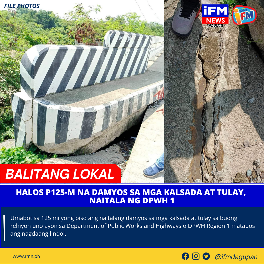 HALOS P125-M NA DAMYOS SA MGA KALSADA AT TULAY, NAITALA NG DPWH 1 - RMN ...