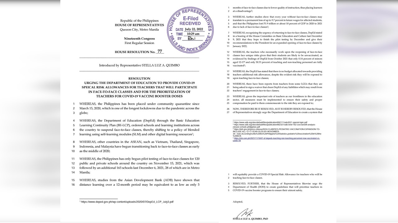 Mga guro na lalahok sa face-to-face classes, pinabibigyan ni ...