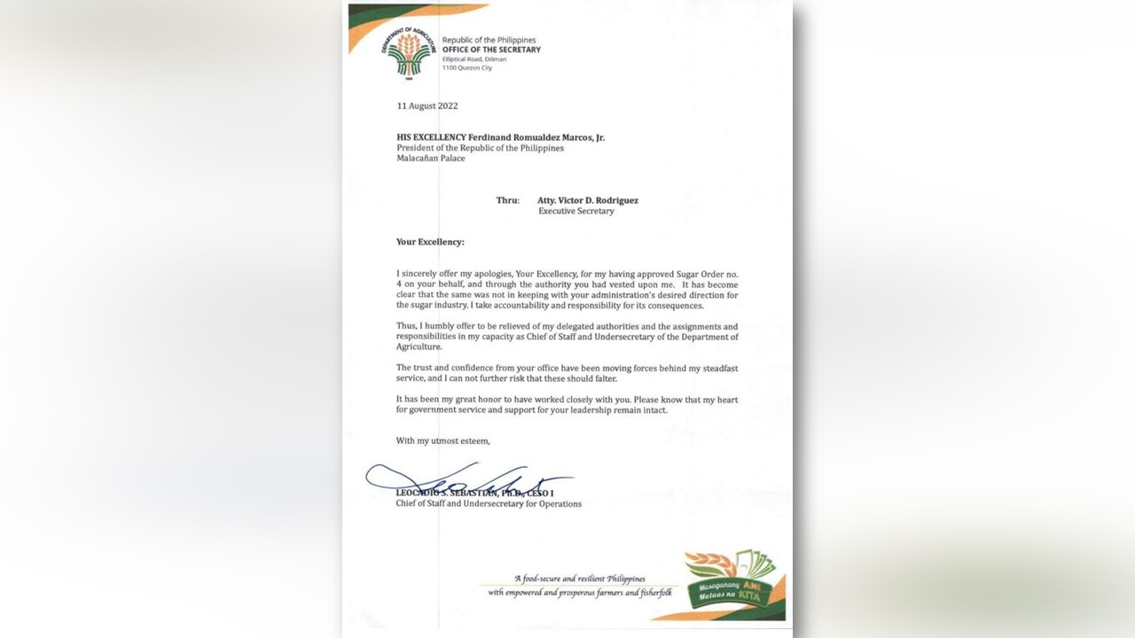 Undersecretary Leocadio Sebastian, nagbitiw na sa pwesto matapos na ...