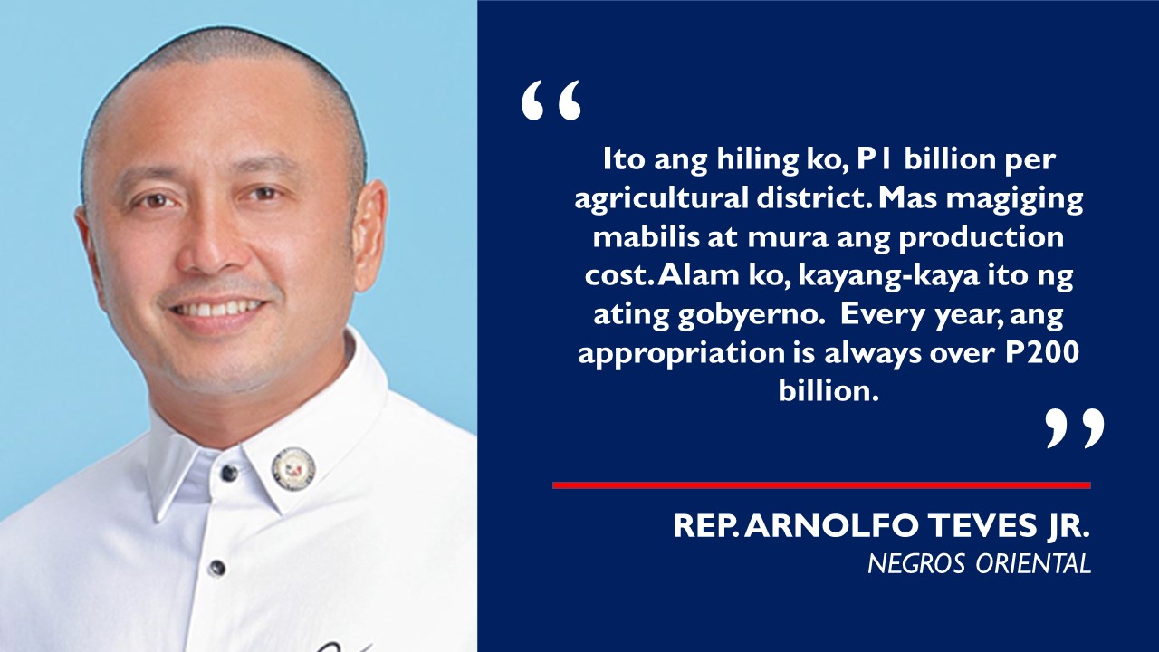 Congressman Teves, humirit ng ₱1 billion para sa bawat agricultural ...