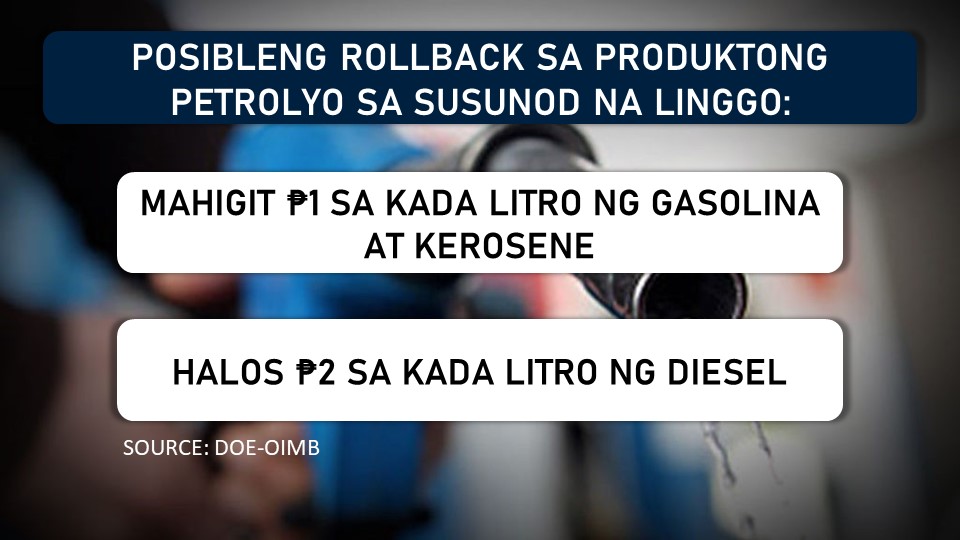 Panibagong bawas-presyo sa produktong petrolyo, nakaamba sa susunod na linggo ayon sa DOE - RMN ...