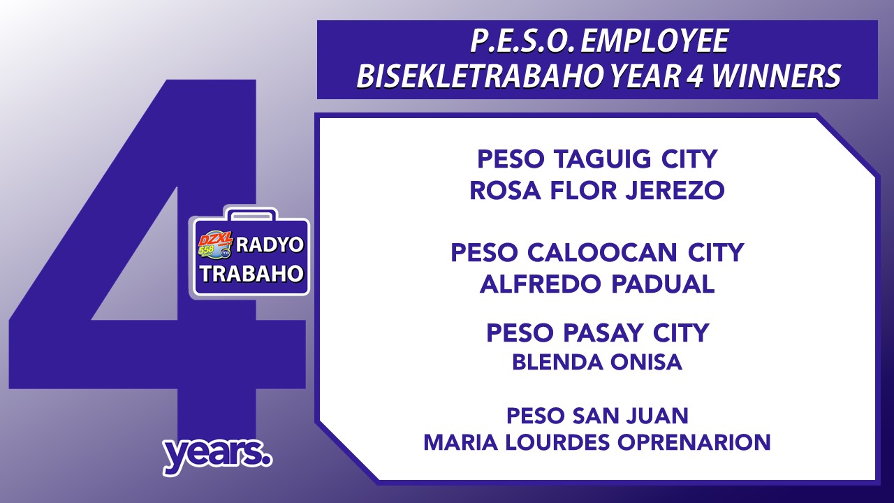 Mga maswerteng PESO staff na nabigyan ng regalong bisikleta sa 4th ...