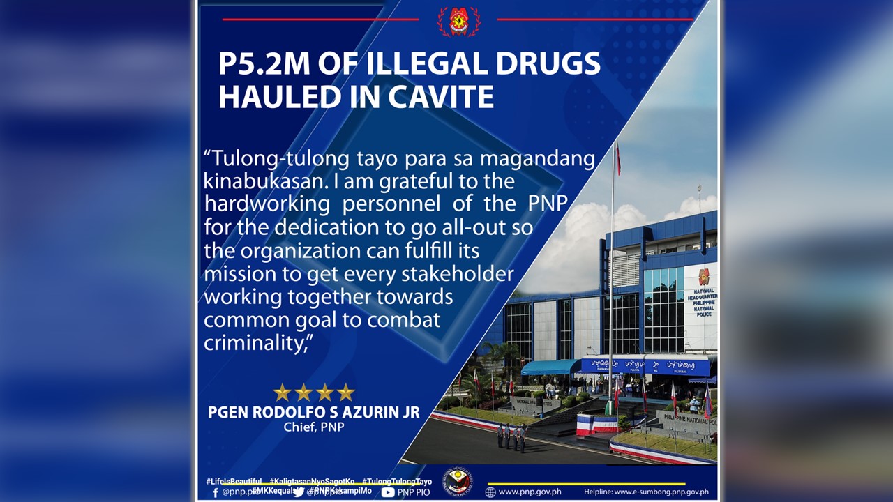 Higit ₱5M halaga ng ilegal na droga, nasabat ng PNP sa Cavite - RMN Networks