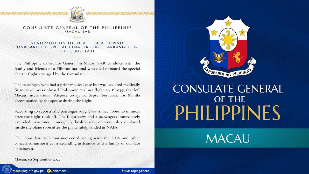 Isang Pinoy, namatay habang pauwi ng Pilipinas sakay ng chartered ...