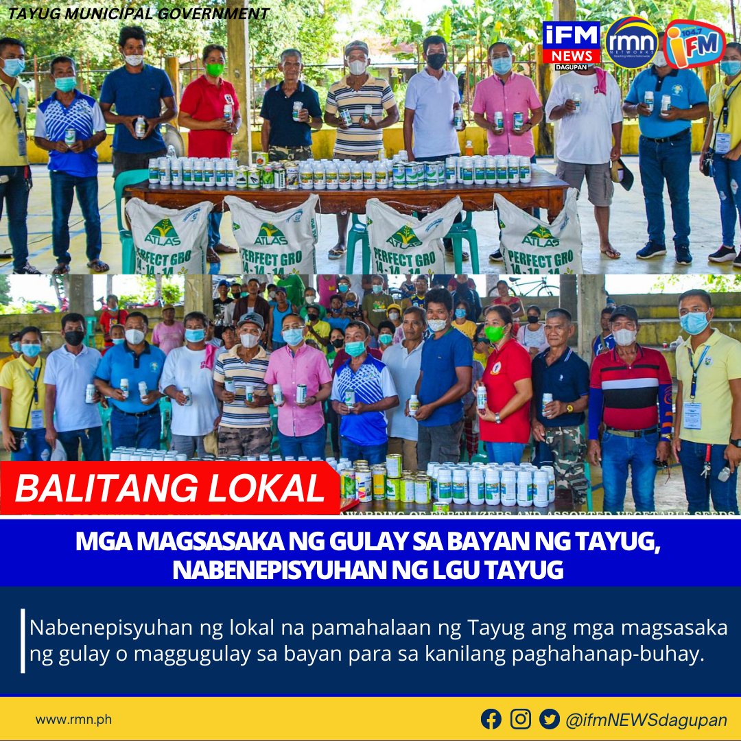 MGA MAGSASAKA NG GULAY SA BAYAN NG TAYUG, NABENEPISYUHAN NG LGU TAYUG ...