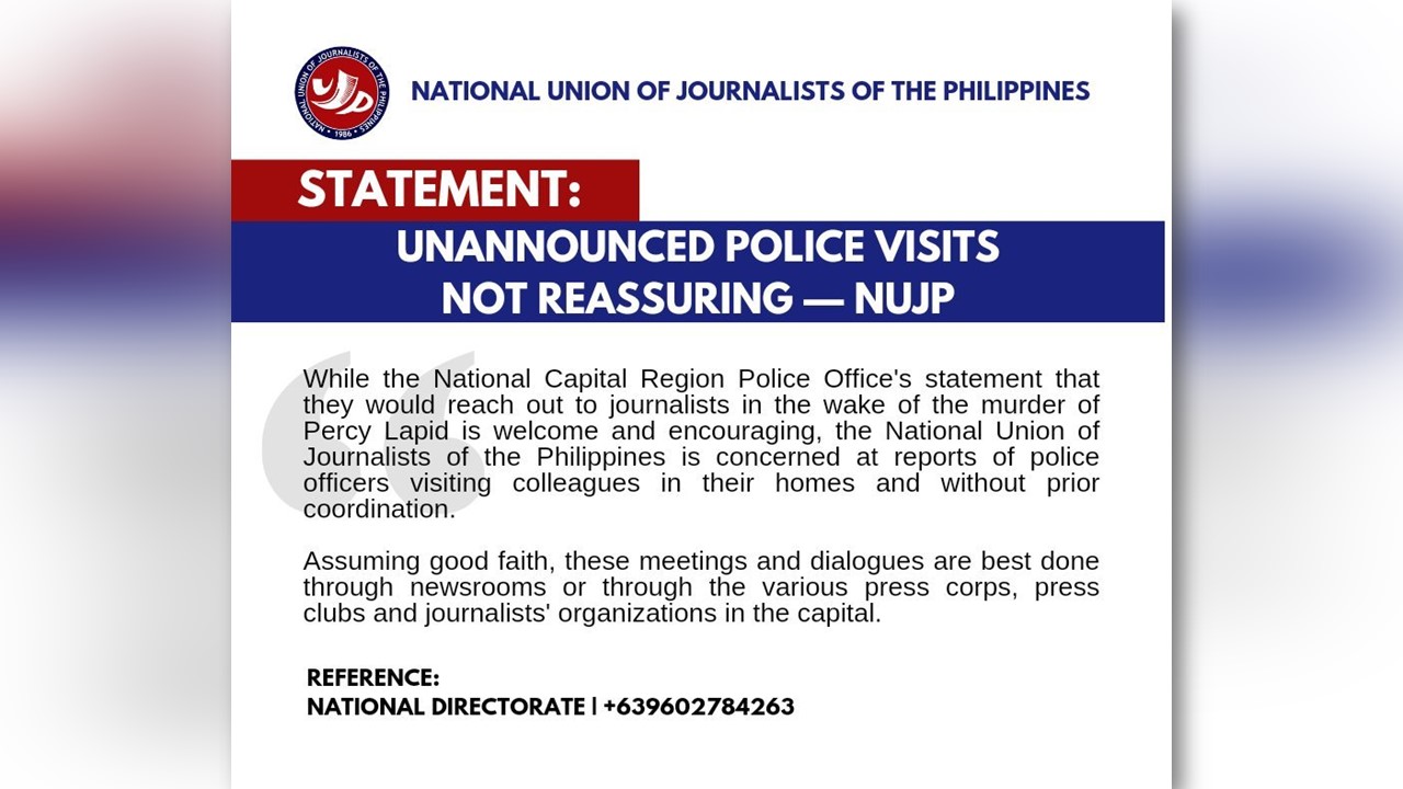 “Unannounced police visit” sa bahay ng mga journalist, ikinabahala ng ...