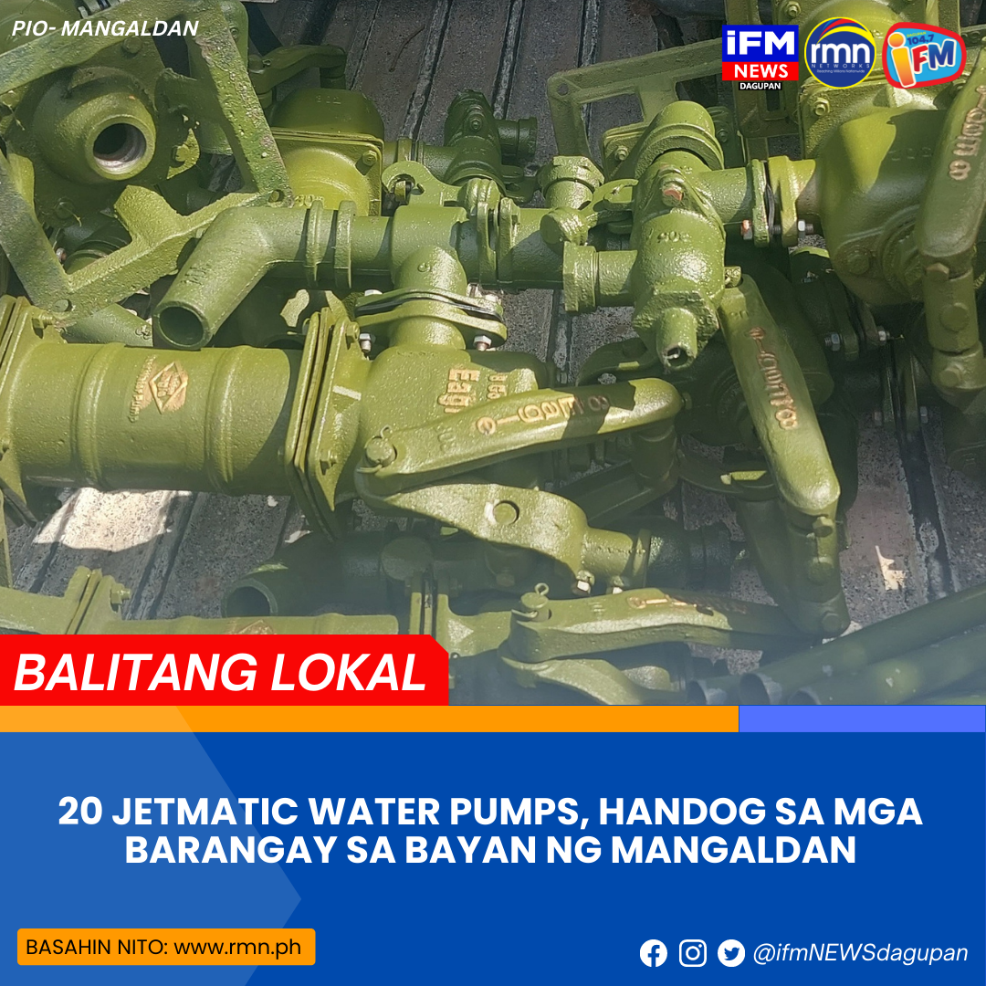 20 JETMATIC WATER PUMPS, HANDOG SA MGA BARANGAY SA BAYAN NG MANGALDAN ...