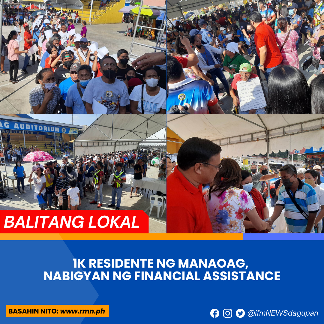 1K RESIDENTE NG MANAOAG, NABIGYAN NG FINANCIAL ASSISTANCE - RMN Networks