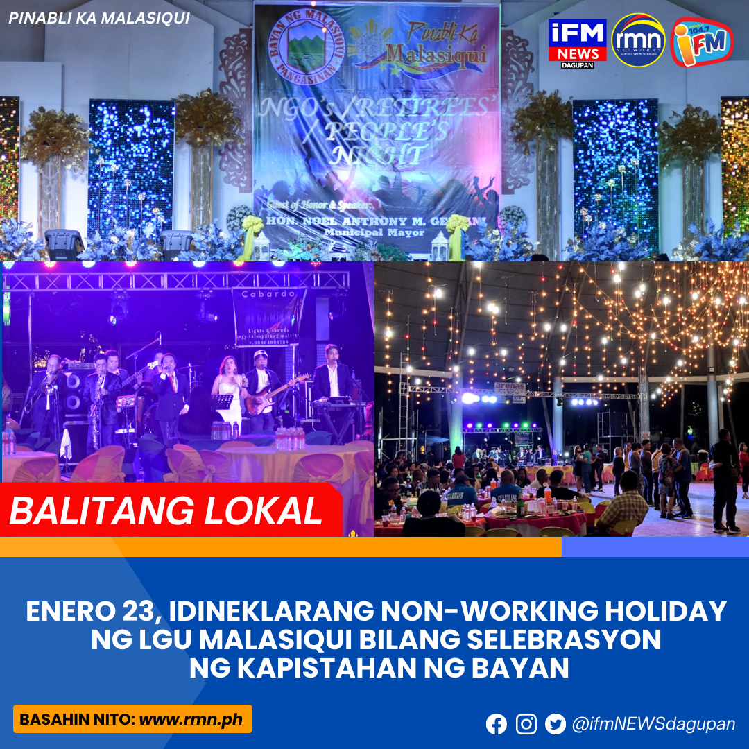 ENERO 23, IDINEKLARANG NON-WORKING HOLIDAY NG LGU MALASIQUI BILANG SELEBRASYON NG KAPISTAHAN NG ...