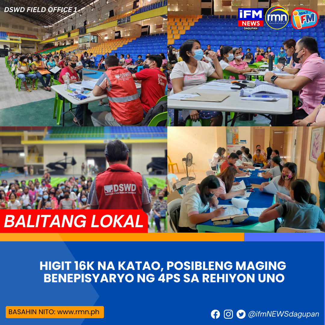 HIGIT 16K NA KATAO, POSIBLENG MAGING BENEPISYARYO NG 4PS SA REHIYON UNO - RMN Networks