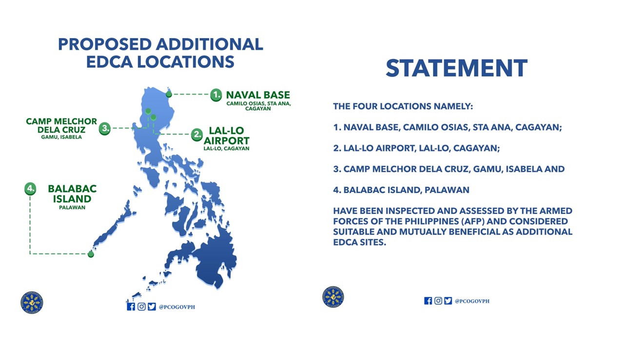 Apat na lugar sa bansa na ginawang EDCA sites, inanunsyo na nang ...