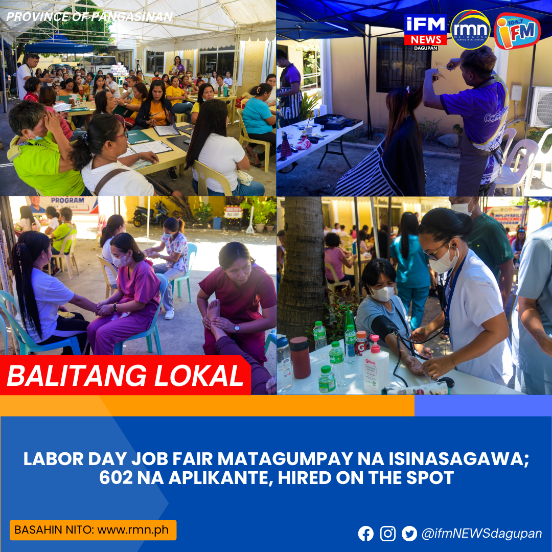 LABOR DAY JOB FAIR MATAGUMPAY NA ISINASAGAWA; 602 NA APLIKANTE, HIRED ON THE SPOT - RMN Networks