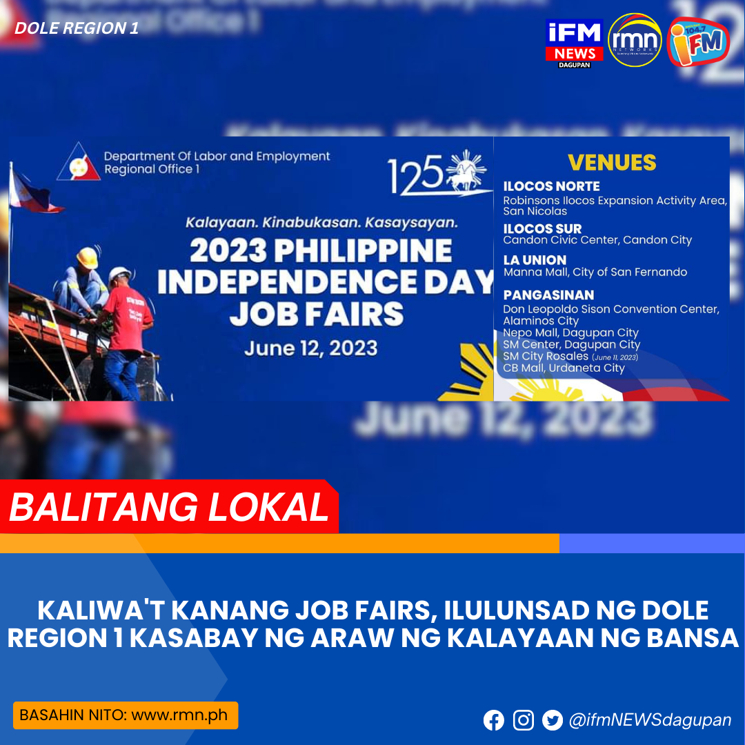 KALIWA'T KANANG JOB FAIRS, ILULUNSAD NG DOLE REGION 1 KASABAY NG ARAW ...