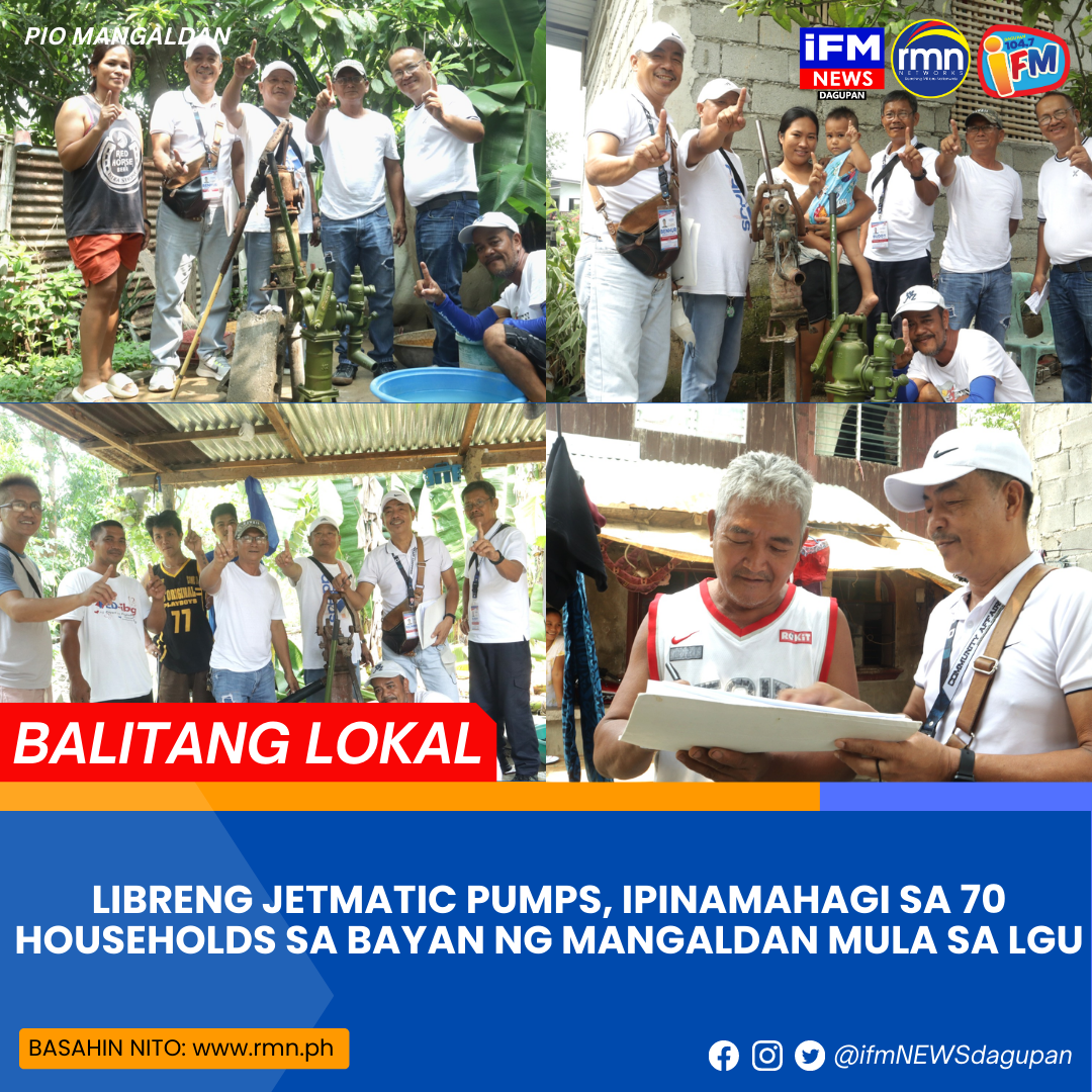 LIBRENG JETMATIC PUMPS, IPINAMAHAGI SA 70 HOUSEHOLDS SA BAYAN NG MANGALDAN MULA SA LGU - RMN ...