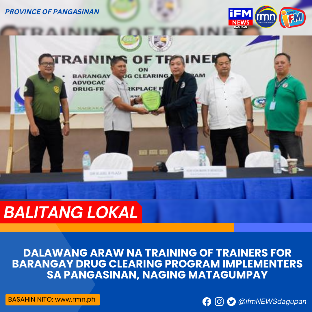 DALAWANG ARAW NA TRAINING OF TRAINERS FOR BARANGAY DRUG CLEARING ...