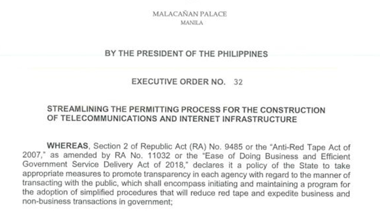 Executive Order na nagpapadali sa pagproseso ng permit para sa ...