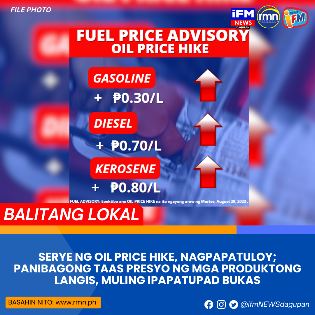 SERYE NG OIL PRICE HIKE, NAGPAPATULOY; PANIBAGONG TAAS PRESYO NG MGA PRODUKTONG LANGIS, MULING ...