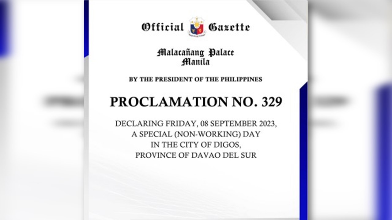 Araw ng Digos, idineklarang holiday ng Malacañang - RMN Networks