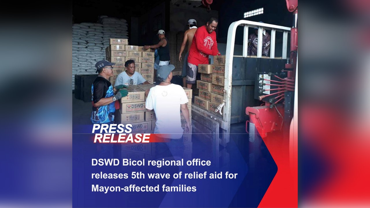 DSWD, naglabas ng 5th wave relief aid para sa mga pamilyang naapektuhan ng Mayon - RMN Networks