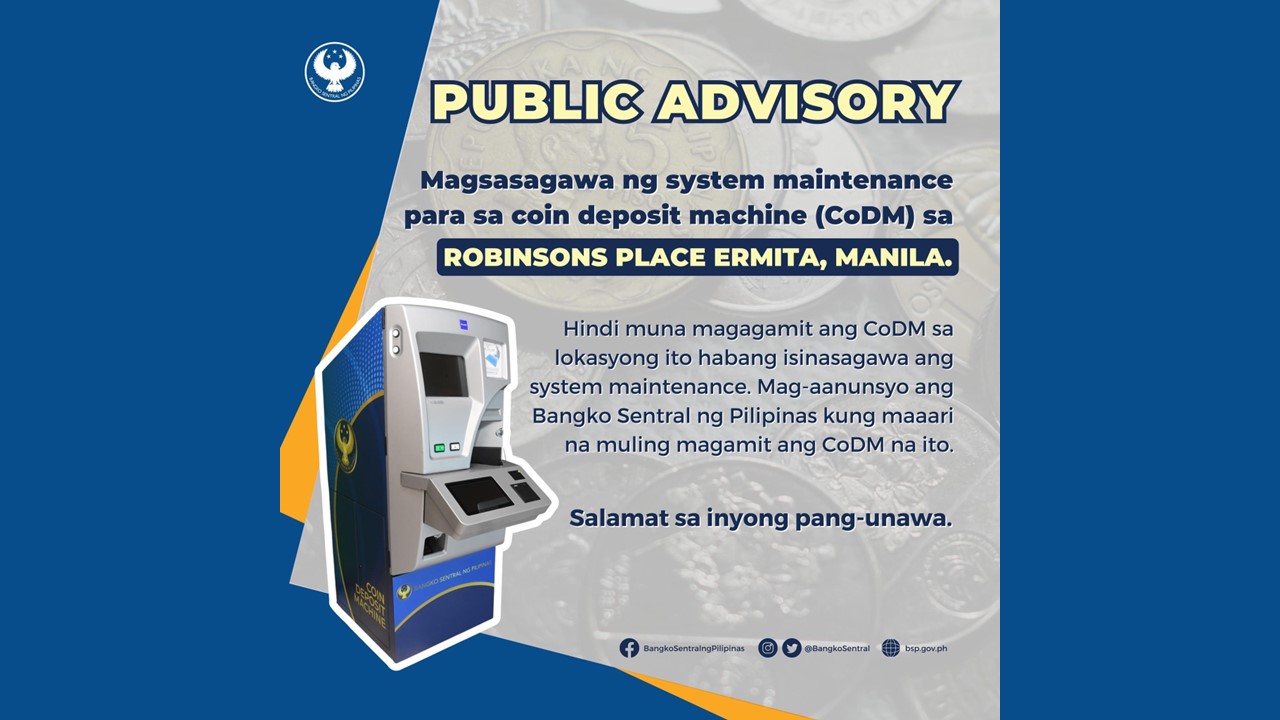 Coin Deposit Machine ng BSP sa Ermita, Maynila, hindi muna magagamit - RMN Networks