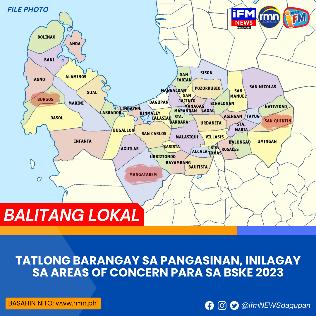 TATLONG BARANGAY SA PANGASINAN, INILAGAY SA AREAS OF CONCERN PARA SA ...
