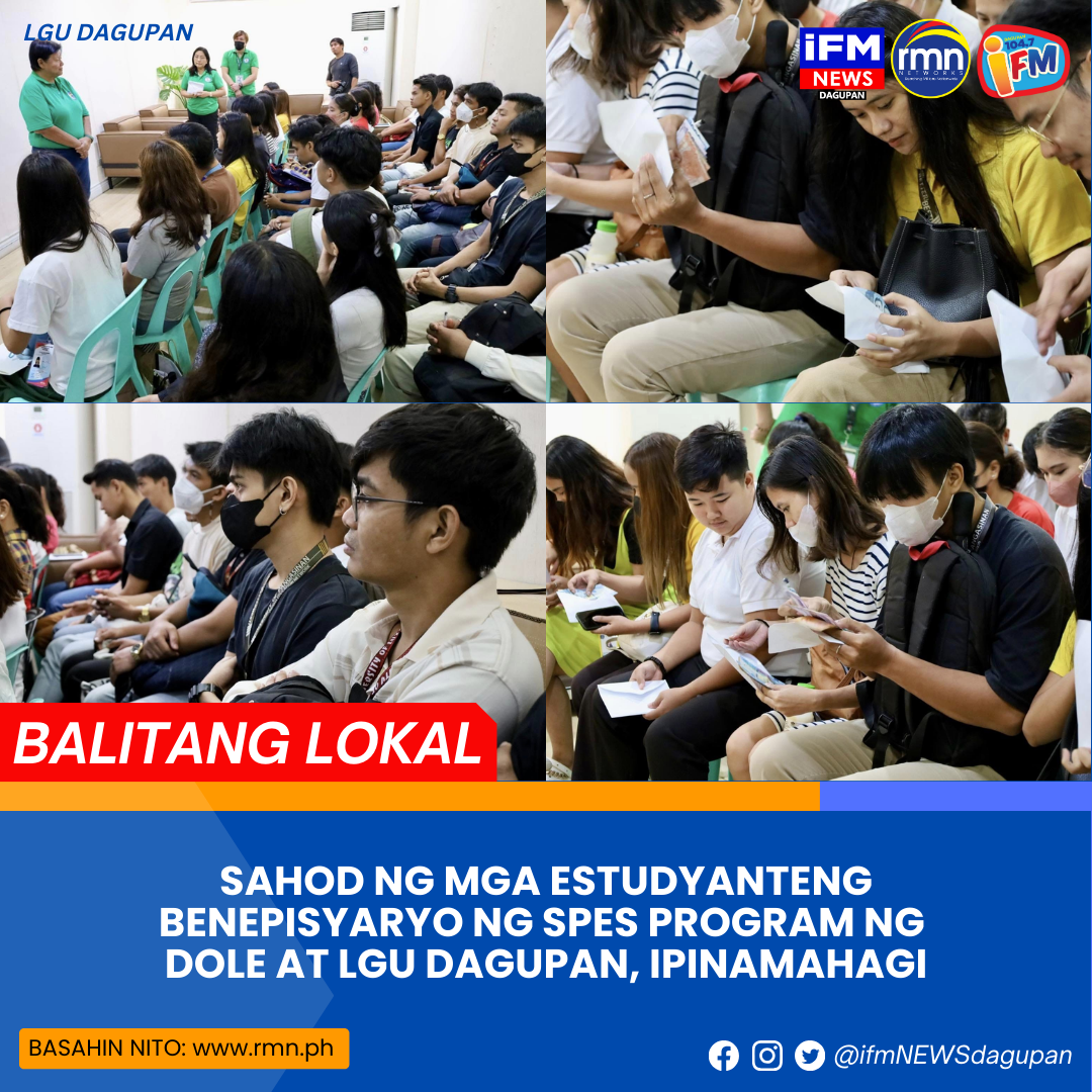 SAHOD NG MGA ESTUDYANTENG BENEPISYARYO NG SPES PROGRAM NG DOLE AT LGU ...