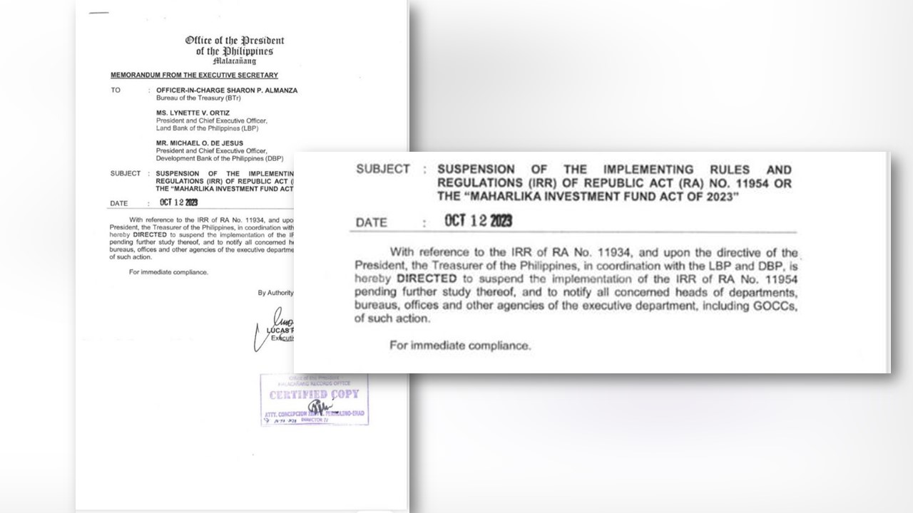 Suspensyon sa implementasyon ng IRR ng Maharlika Investment Fund Act, pagkatiwalaan - Sen ...