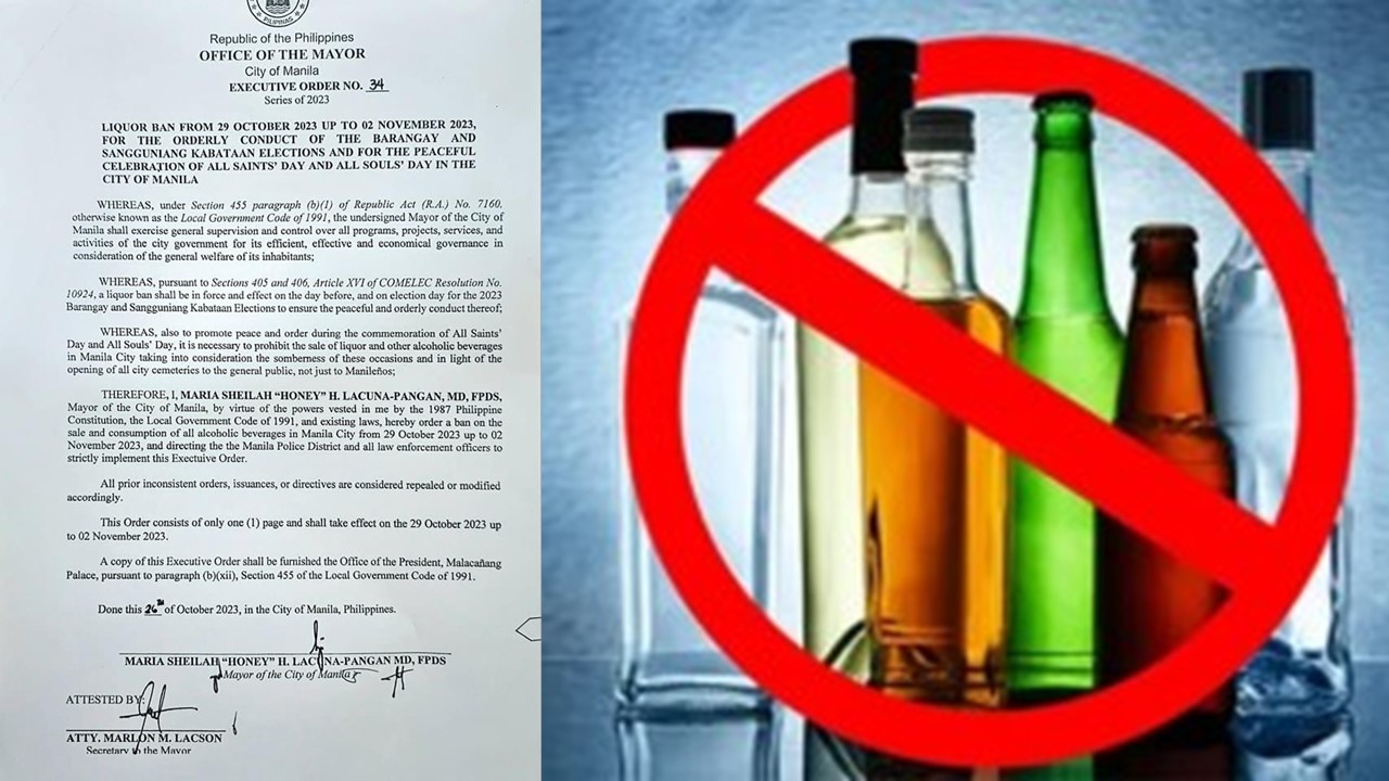 Liquor ban, ipatutupad sa lungsod ng Maynila mula October 29 hanggang ...