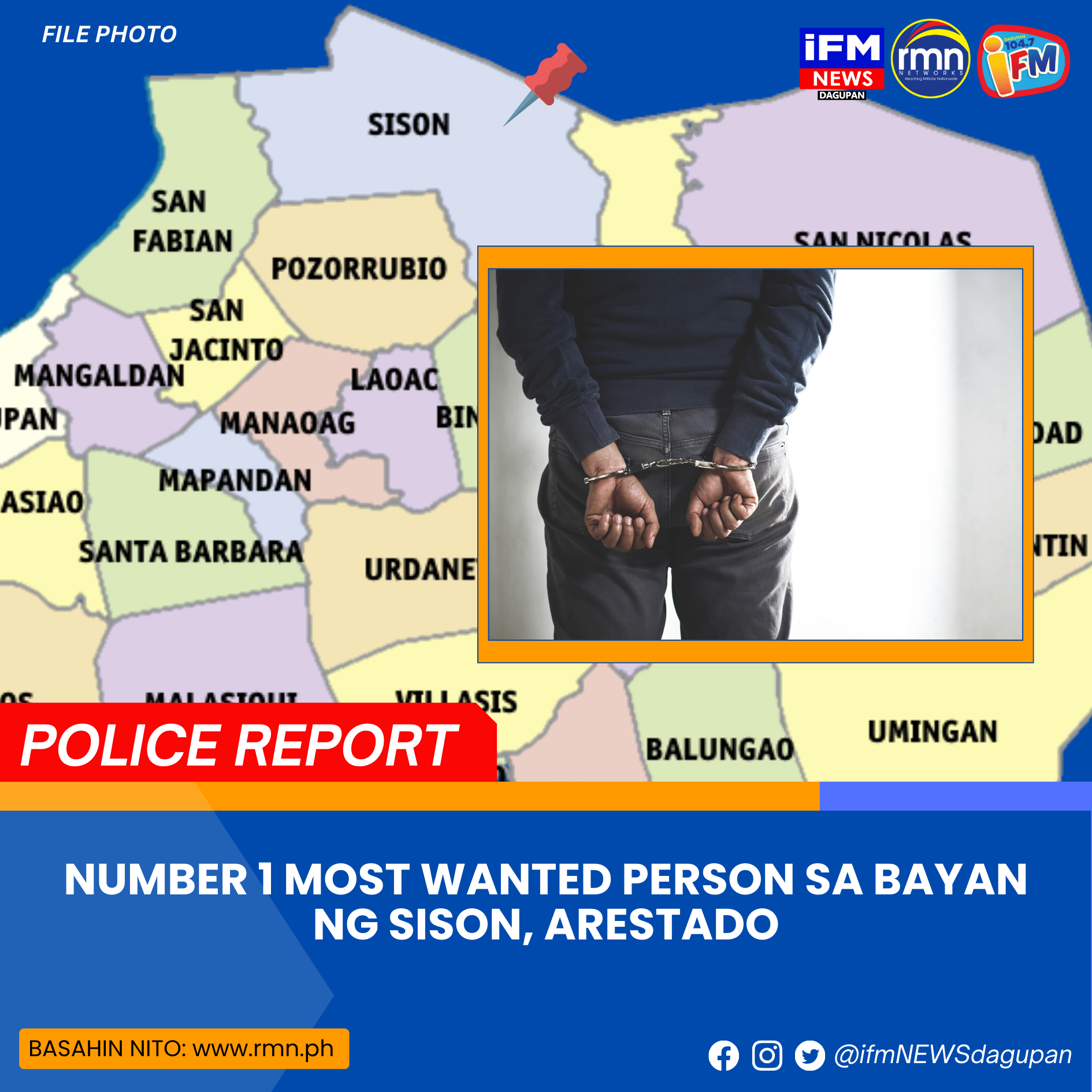 𝗡𝗨𝗠𝗕𝗘𝗥 𝟭 𝗠𝗢𝗦𝗧 𝗪𝗔𝗡𝗧𝗘𝗗 𝗣𝗘𝗥𝗦𝗢𝗡 𝗦𝗔 𝗕𝗔𝗬𝗔𝗡 𝗡𝗚 𝗦𝗜𝗦𝗢𝗡, 𝗔𝗥𝗘𝗦𝗧𝗔𝗗𝗢 - RMN Networks