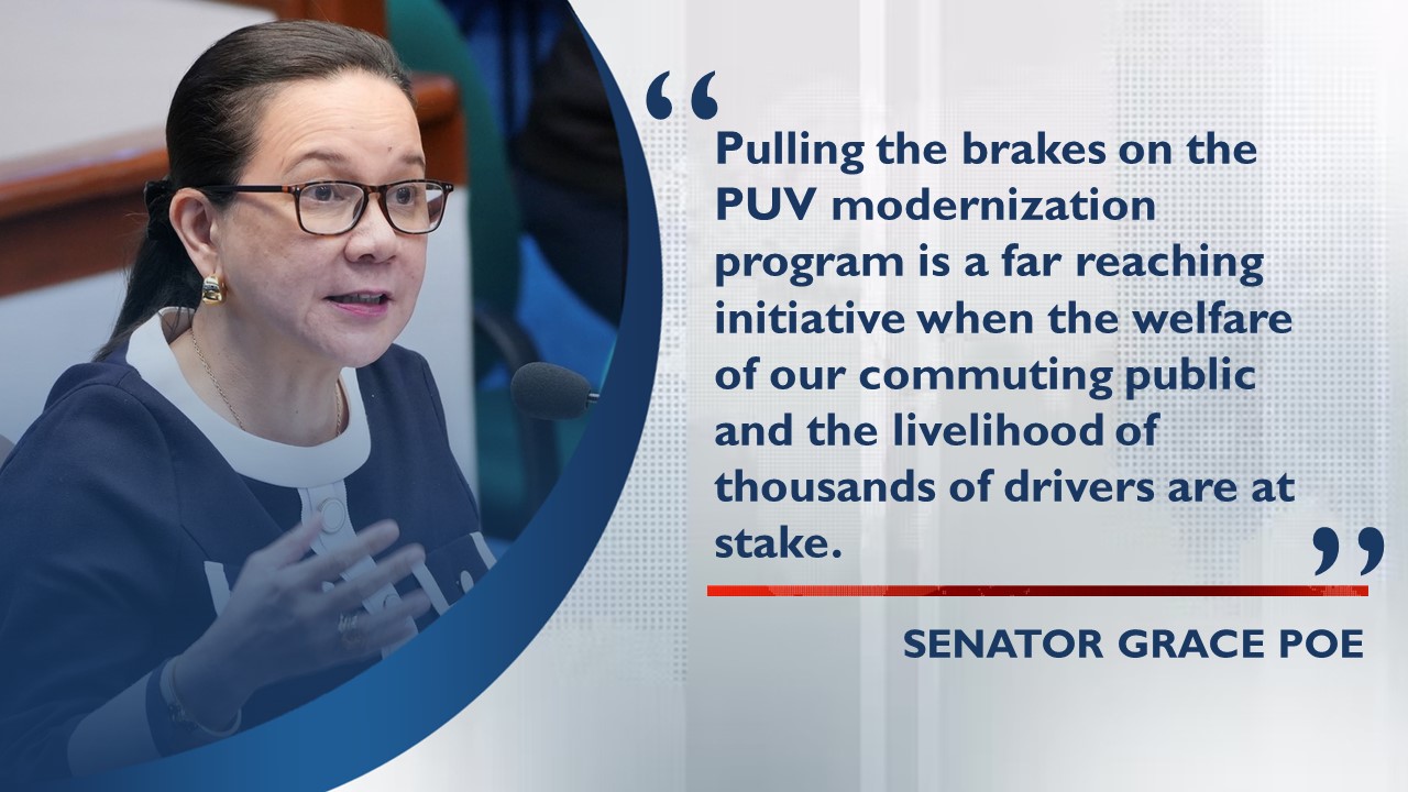 Sen. Grace Poe, iminungkahi sa gobyerno na repasuhin ang PUV Modernization Program - RMN Networks