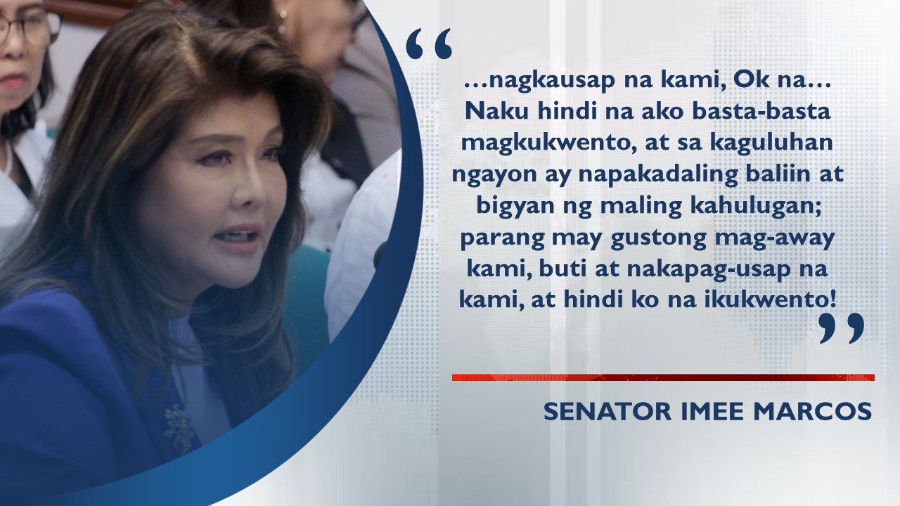 Sen. Imee Marcos at Mayor Baste Duterte, nagkaayos na pero senadora ...