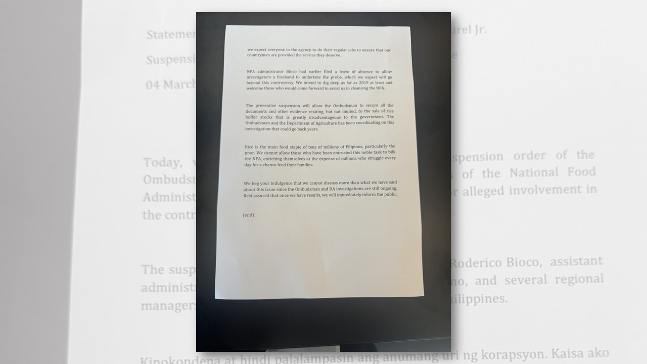 NFA Administrator Roderico Bioco at 139 na opisyal at tauhan ...