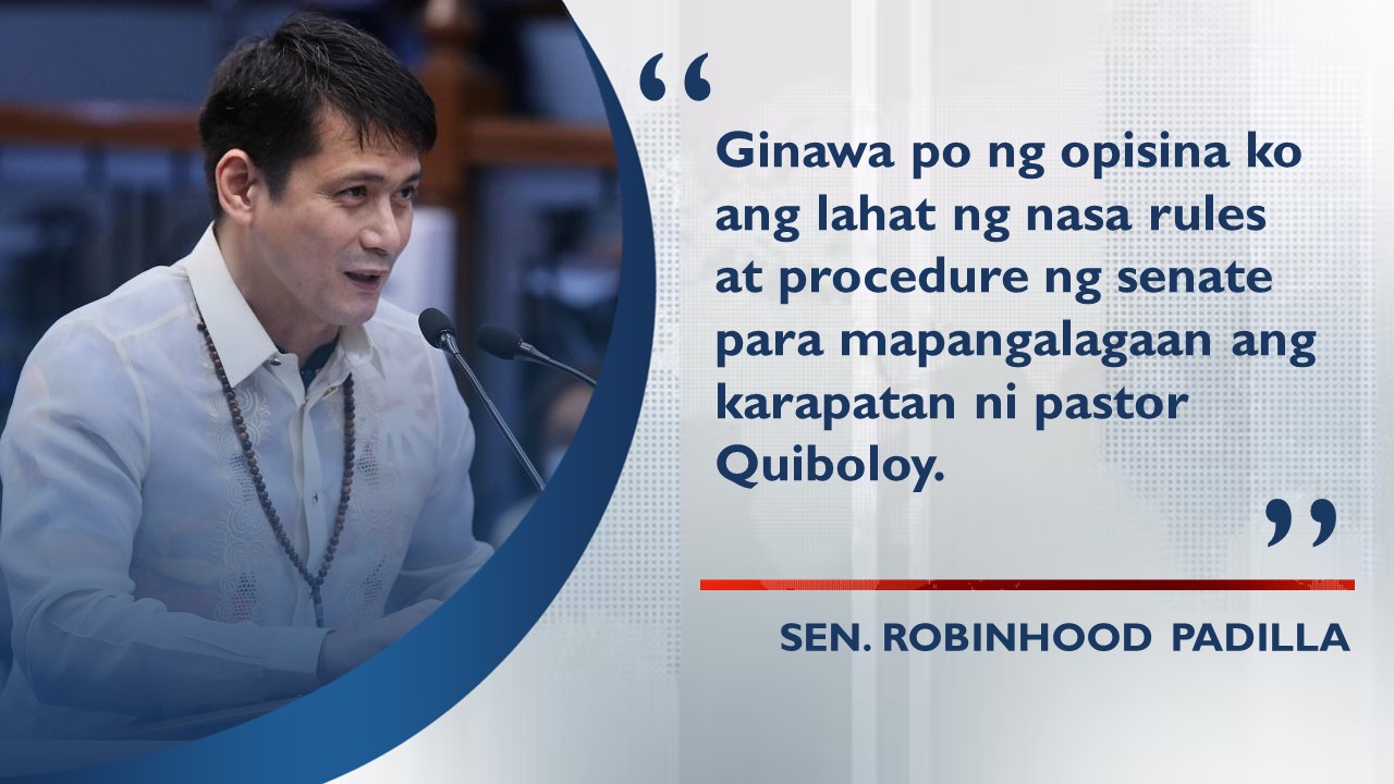 Sen. Padilla: Pastor Apollo Quiboloy, walang ibang legal na remedyong pwedeng gawin kundi ang ...