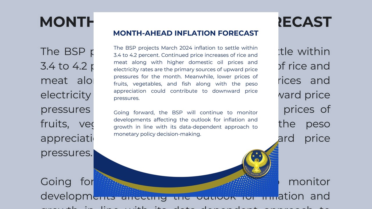 Inflation rate sa bansa, posibleng maglaro sa 3.4% hanggang 4.2% para ...