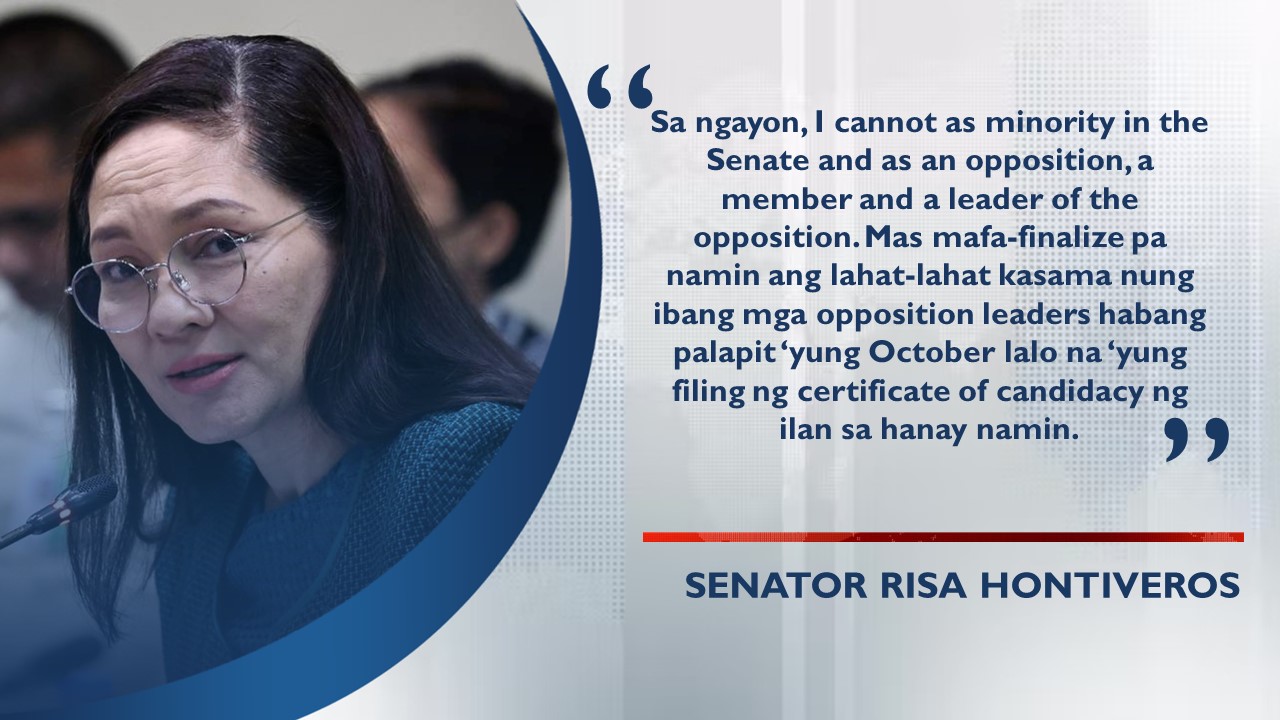 Sen. Risa Hontiveros, tinanggihan ang suhestyon ni Sen. Trillanes na makipag-alyansa sa Marcos ...