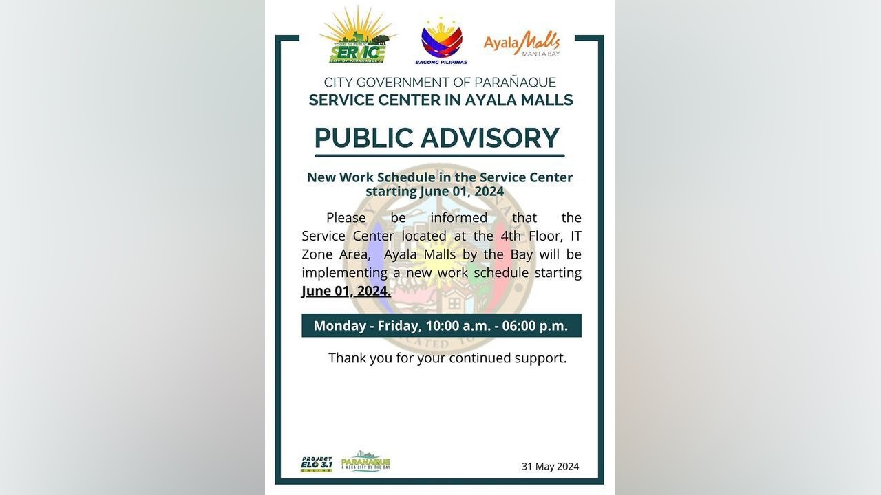 Bagong work schedule para sa Ayala Malls service center, ipinatupad ng ...