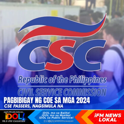PAGBIBIGAY NG COE SA MGA 2024 CSE PASSERS, NAGSIMULA NA - RMN Networks