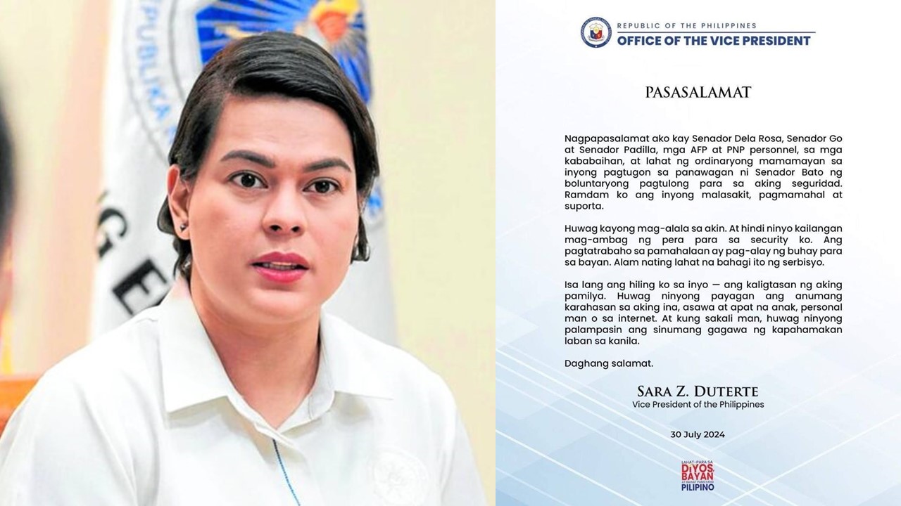 VP Sara Duterte, hiniling sa AFP at PNP ang kaligtasan ng kanyang ...