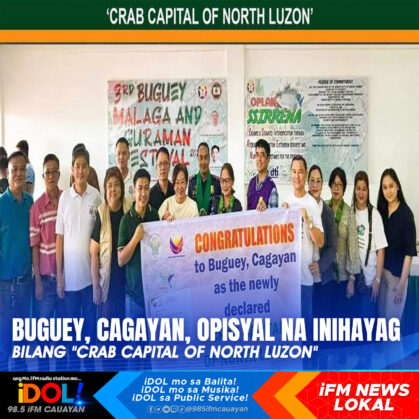 BUGUEY, CAGAYAN, OPISYAL NA INIHAYAG BILANG "CRAB CAPITAL OF NORTH ...