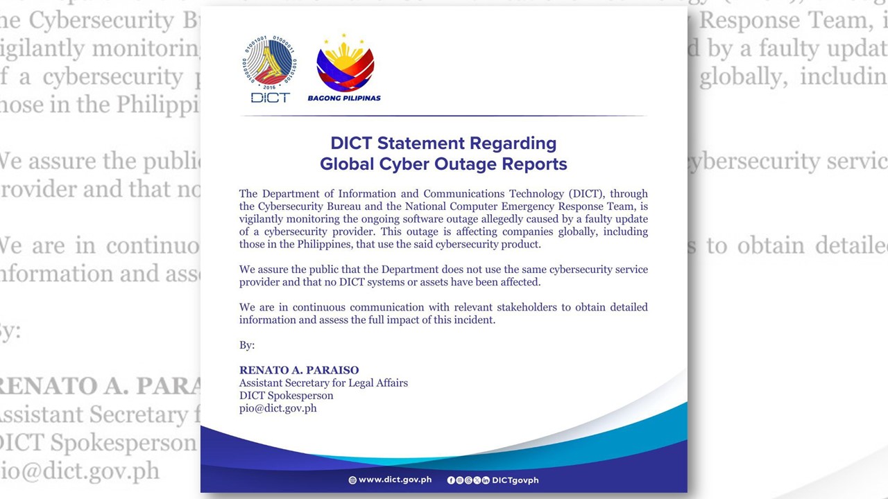 DICT, mino-monitor ang epekto ng nangyaring global cyber software ...