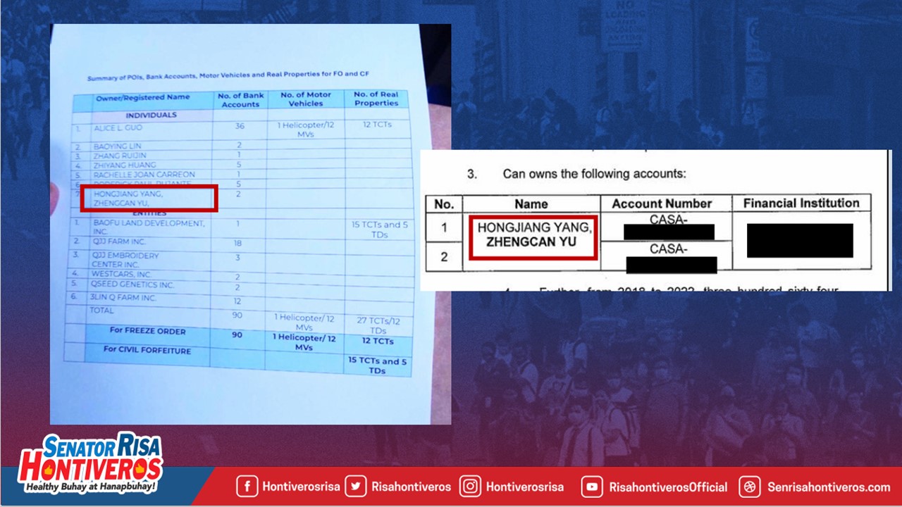 Kapatid ni dating presidential adviser Michael Yang at iba pang indibidwal na sangkot sa ...