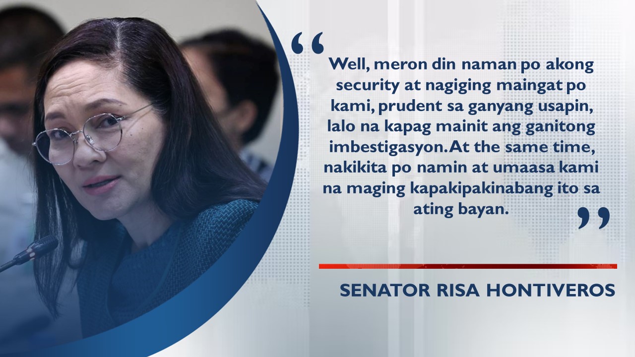 Senator Risa Hontiveros, naghigpit na rin sa kanyang seguridad dahil sa imbestigasyon sa mga ...
