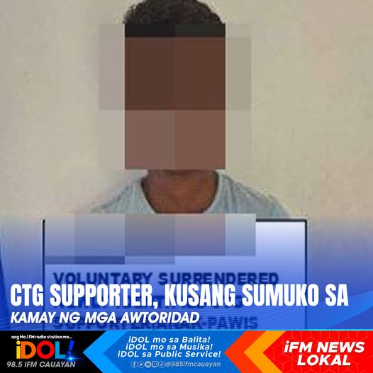 CTG SUPPORTER, KUSANG SUMUKO SA KAMAY NG MGA AWTORIDAD - RMN Networks